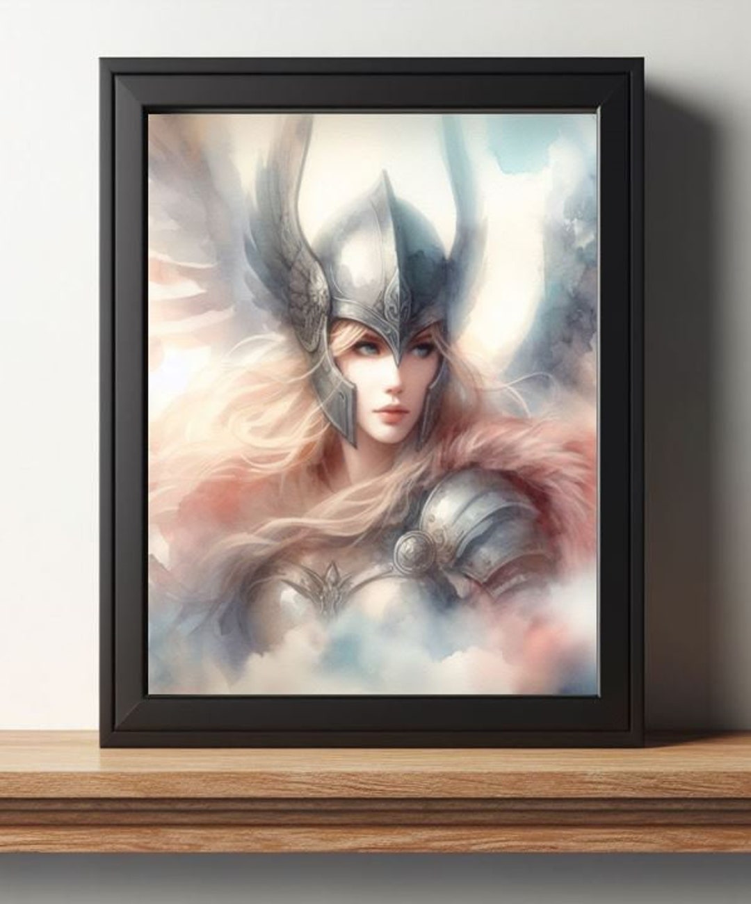 Medieval Valkyrie Warrior Viking ,dark Fantasy Misty Fog Watercolor ...