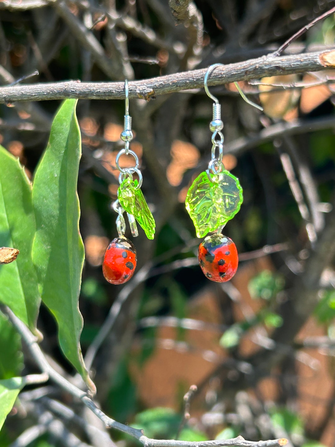 Lovely Ladybug Polymer Clay Charm Handpainted Earrings - Etsy