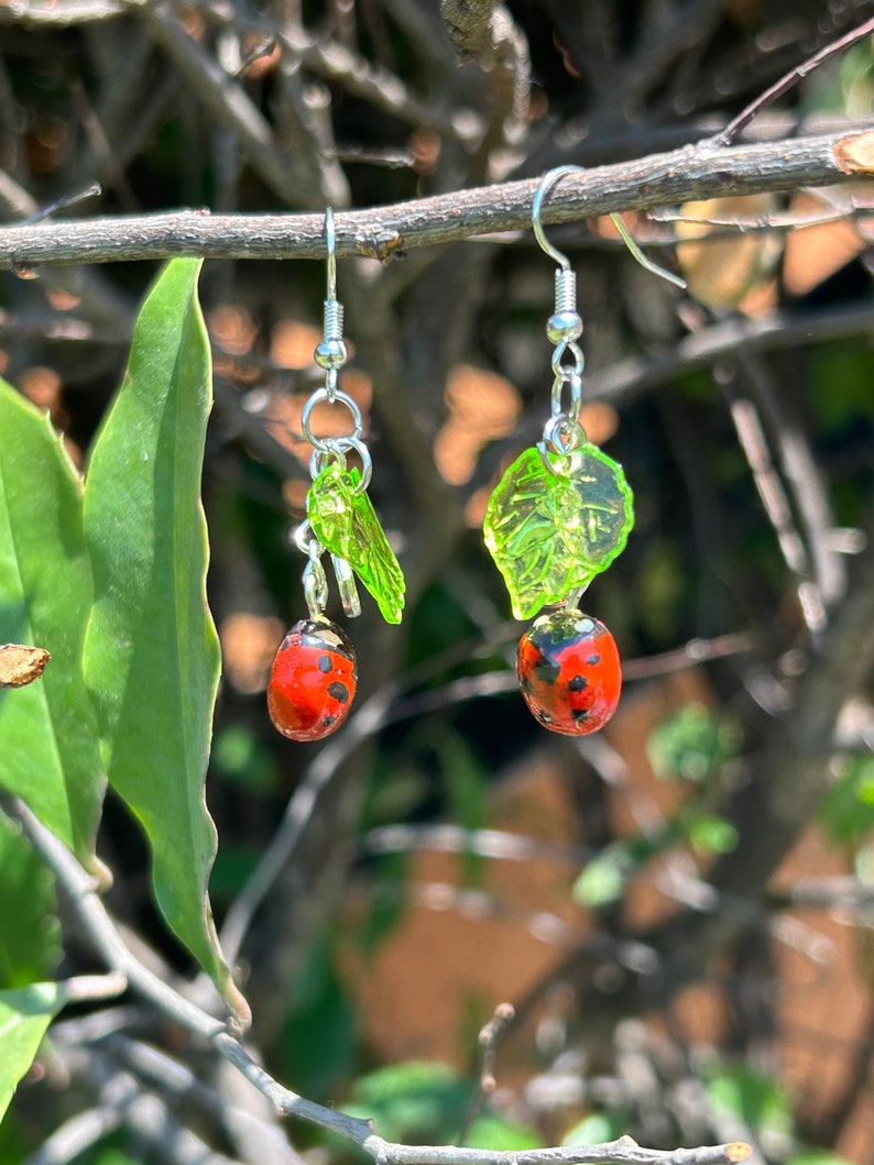 Lovely Ladybug Polymer Clay Charm Handpainted Earrings - Etsy