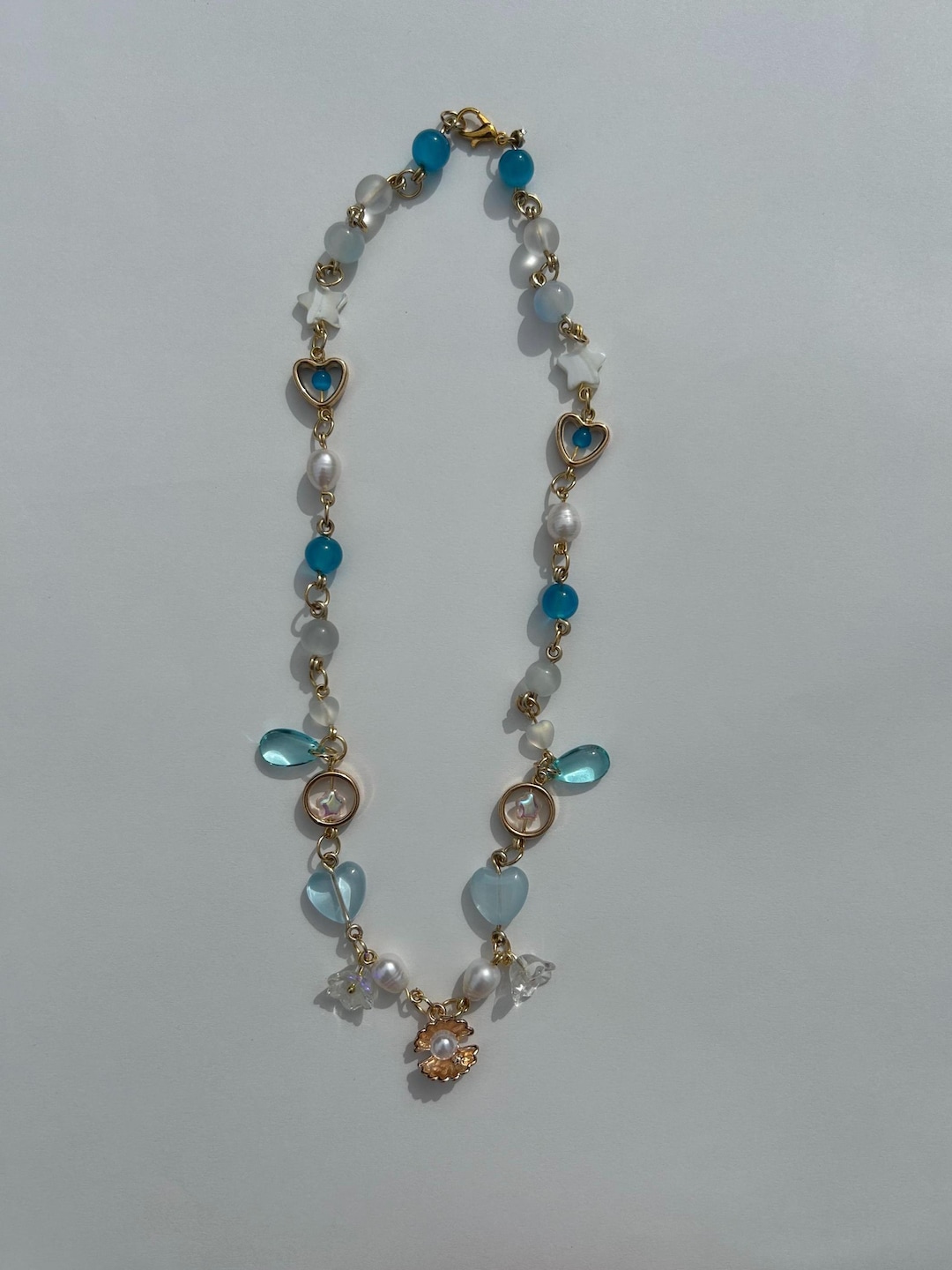 Golden Clam Shell Pearl Necklace - Etsy