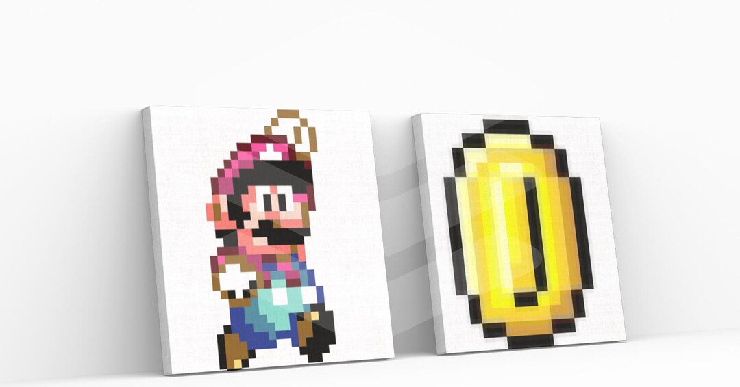 Super Mario World 8x8 Canvas Prints Wall Art - 9pcs - Etsy