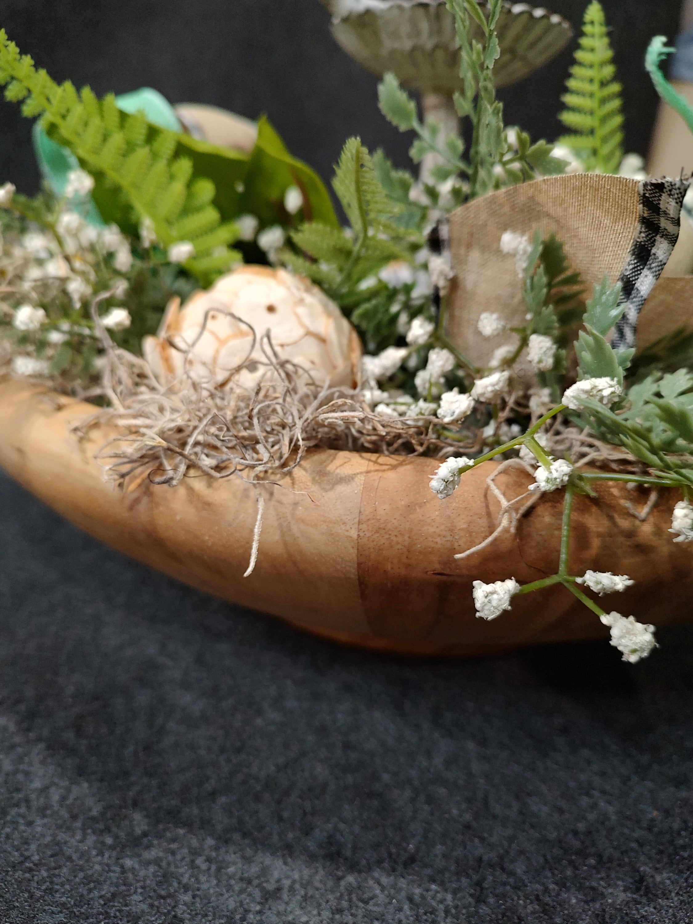 Farmhouse Garden Centerpiece, Country Garden, Wood Dough Bowl, Garden ...