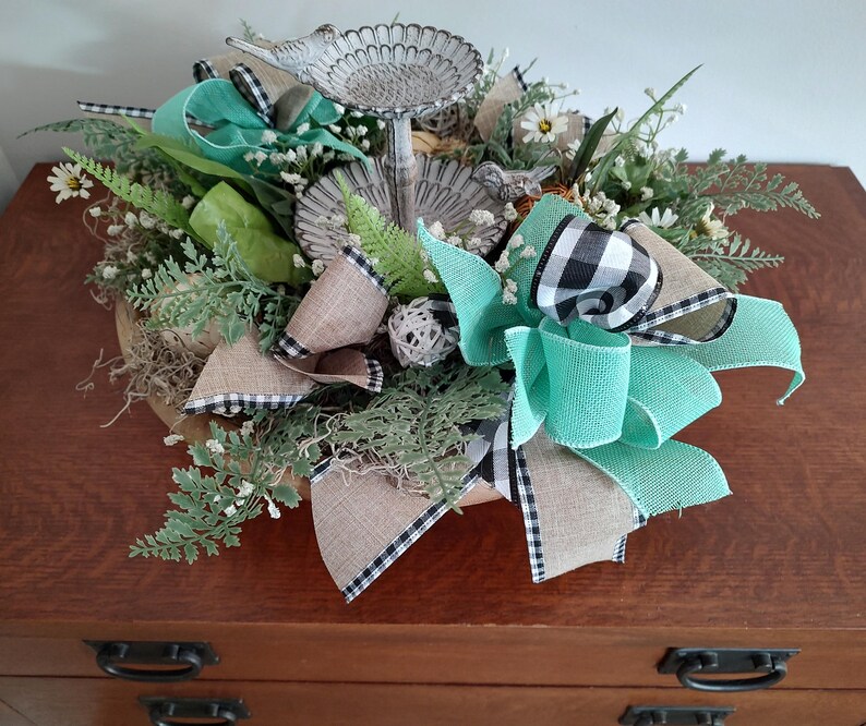 Farmhouse Garden Centerpiece, Country Garden, Wood Dough Bowl, Garden ...