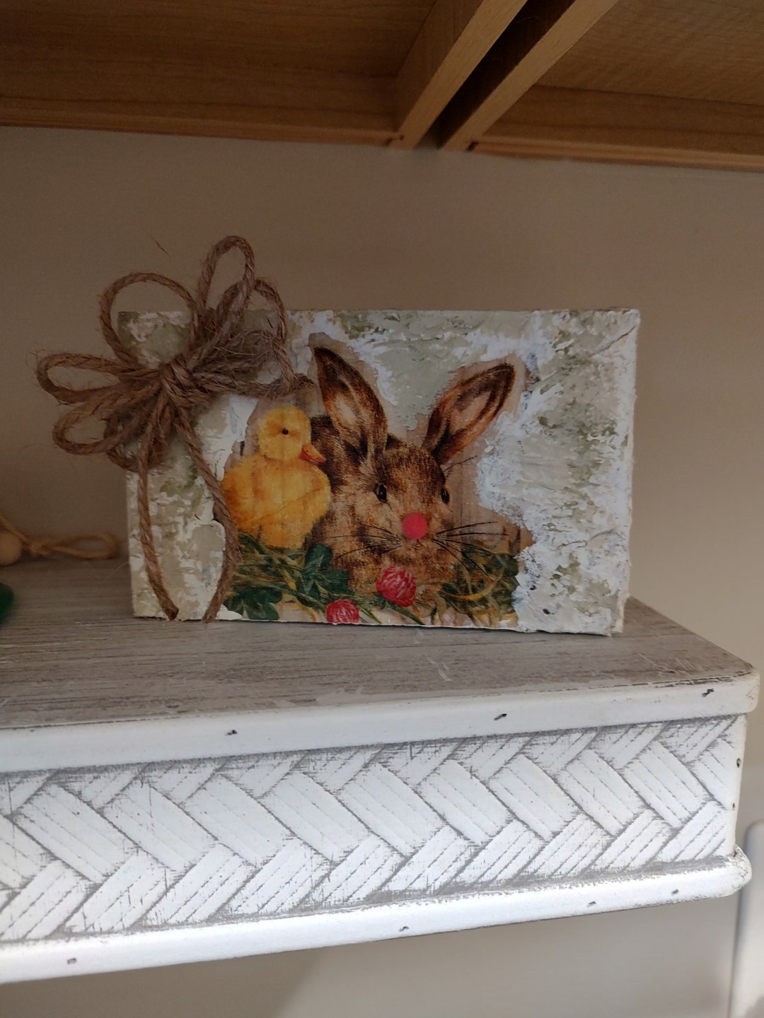 Farmhouse Duck Block, Baby Room Bunnies and Ducks, Nursery Décor, Bunny ...