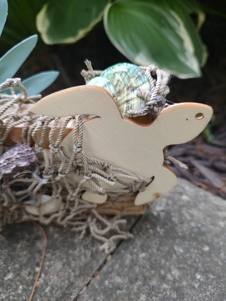 Seashell Turtle Wood Block Sign: Beach Nautical Decor (10x7x3.25 Inches ...