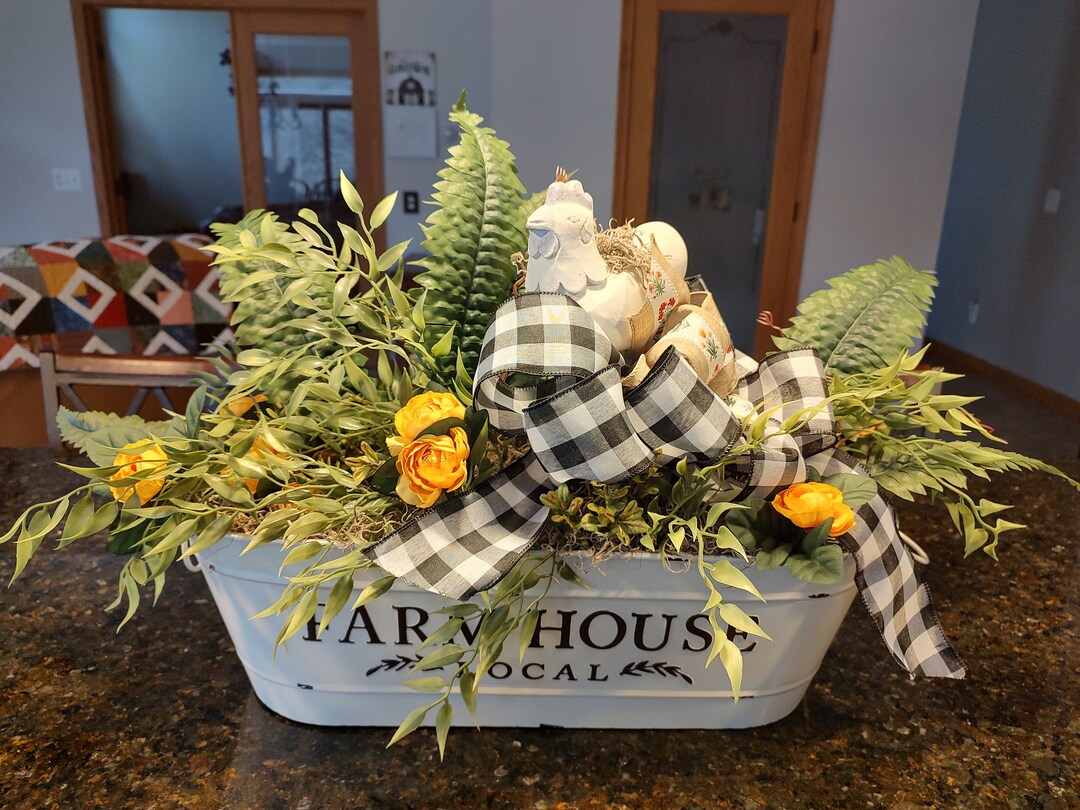Farmhouse Rooster Centerpiece, Fern Centerpiece, French Country ...