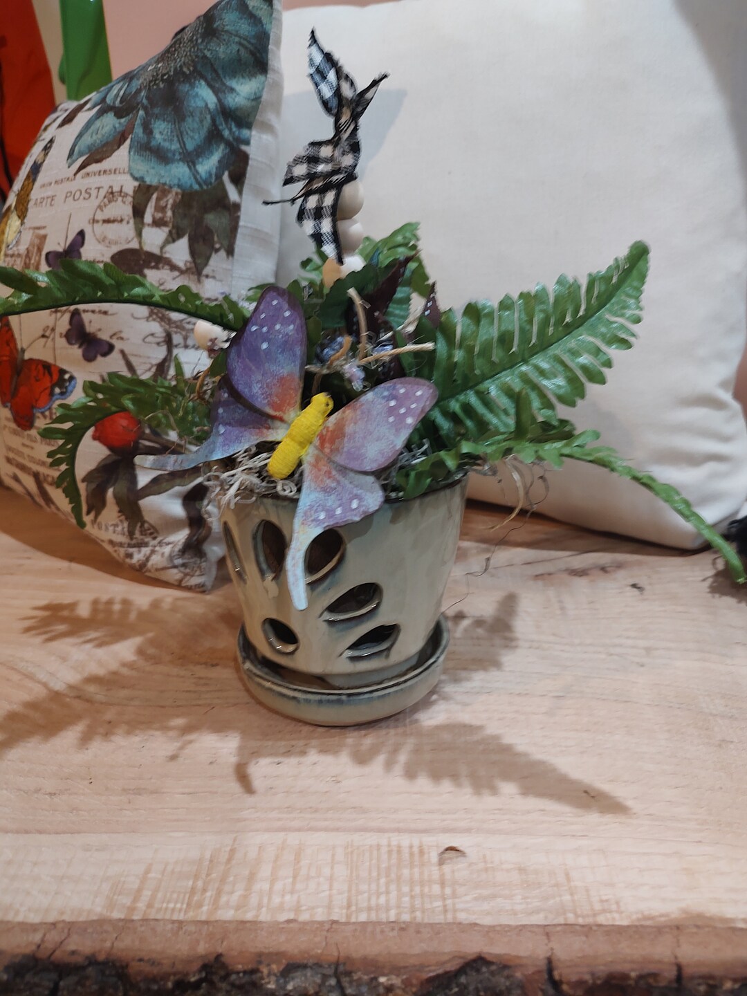 Farmhouse Butterfly Centerpiece, Purple Butterfly, Country Arrangement ...