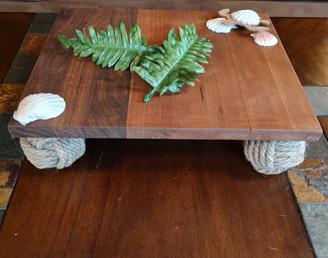 Riser, Table Top, Stand Nautical, Wooden, Jute Rope Balls Feet, Sea ...