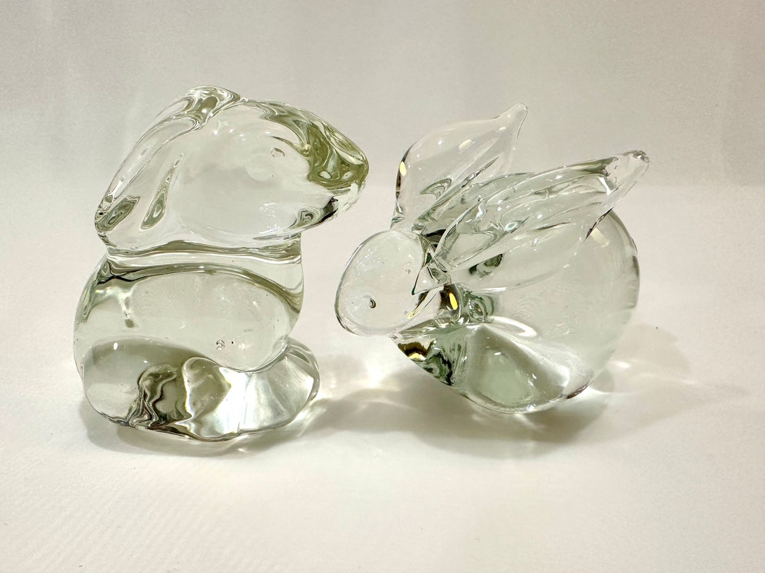 Vintage Glass Rabbit Paperweights - Pair- Shipping Included - Etsy