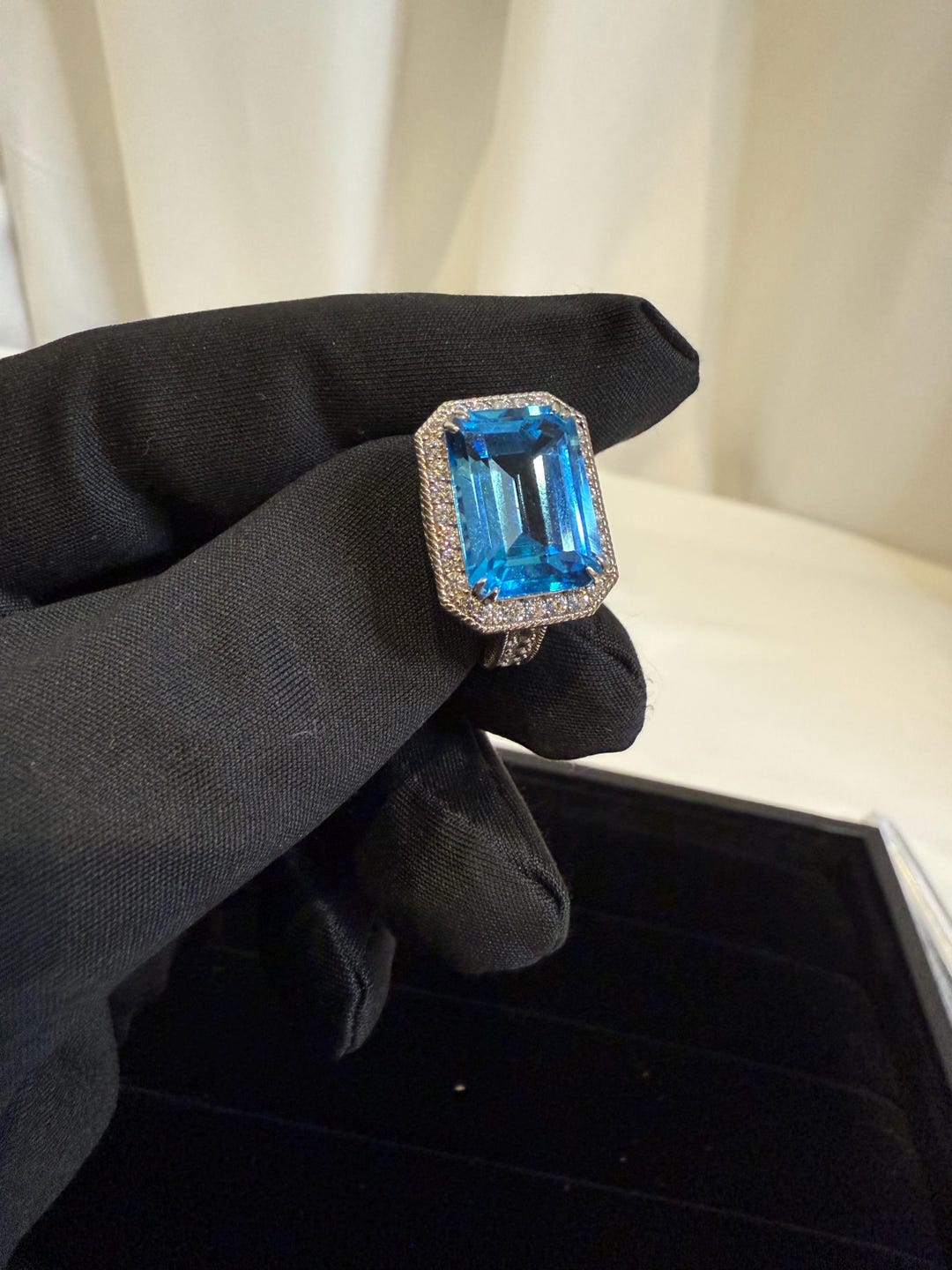 Elegant Judith Ripka Blue Topaz Ring- SILVER - Etsy
