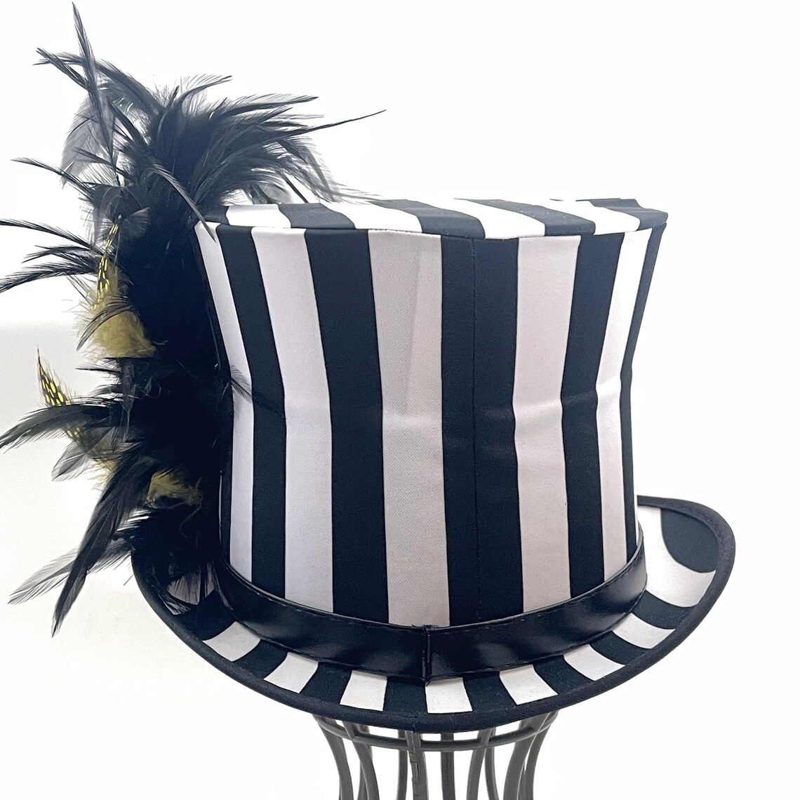 Striped Top Hat Black and White - Etsy