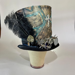 Steampunk Hat Tall Top Hat Steampunk Style With Goggles Custom Made ...