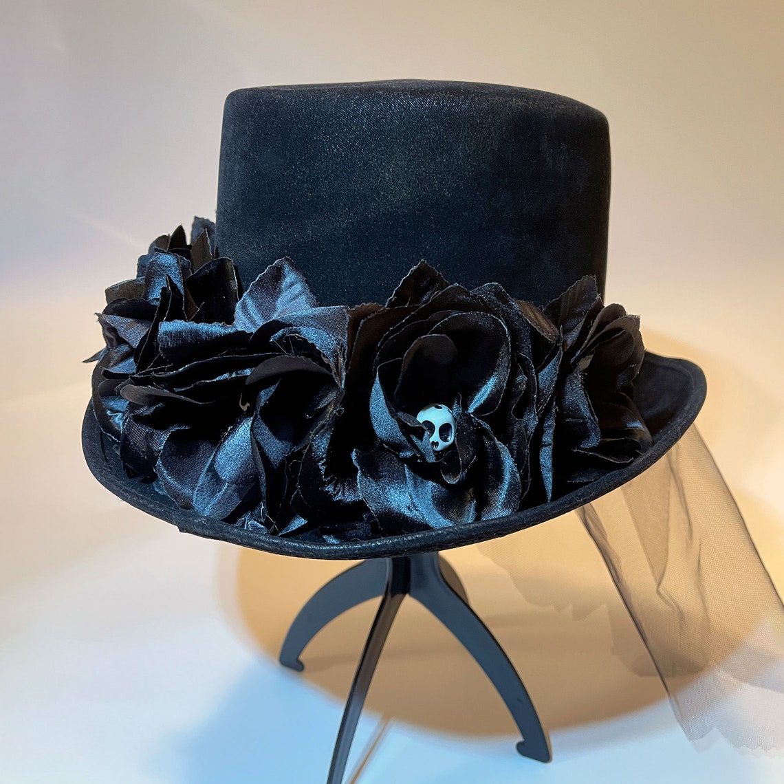 Black Rose Top Hat - Etsy