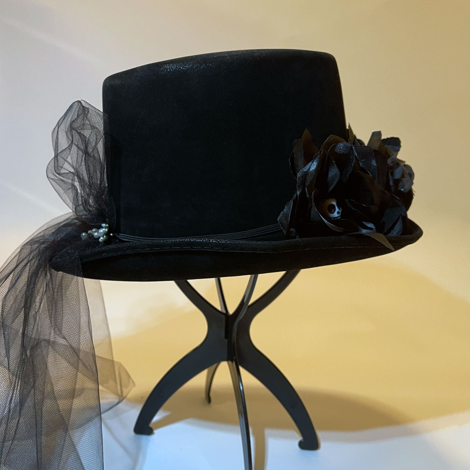 Black Rose Top Hat - Etsy