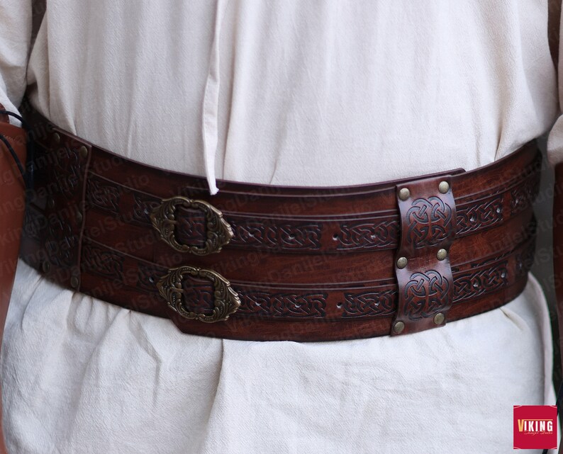 Renaissance Fair Steampunk Larp Belt, Viking Leather Waist Wide Belt ...