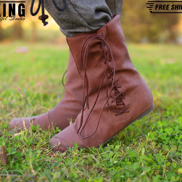 Leather Ren Faire Boots Men - Etsy