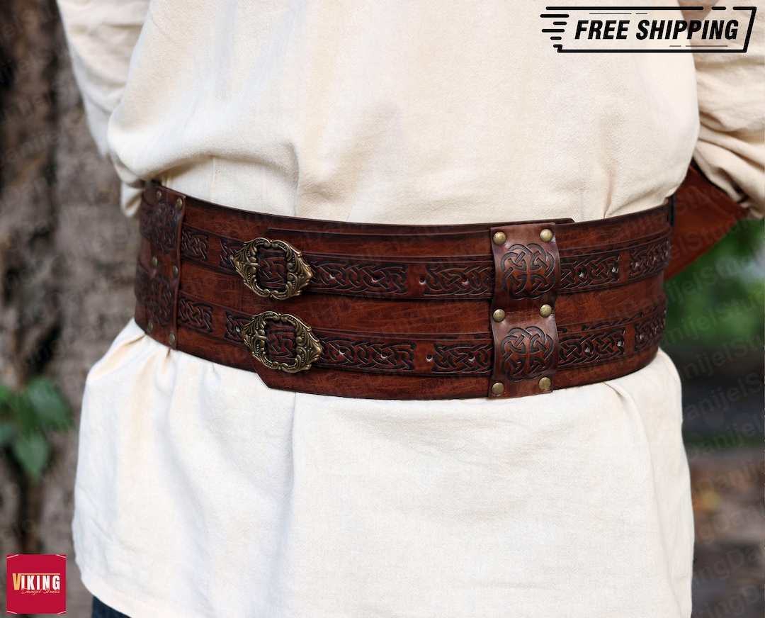Renaissance Fair Steampunk Larp Belt, Viking Leather Waist Wide Belt ...