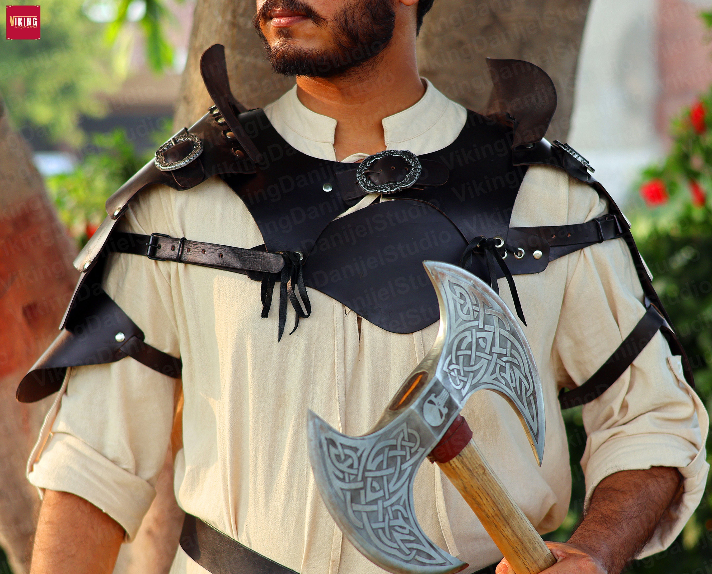 Medieval Samurai Shoulder Armor, Viking Knight Leather Armor ...