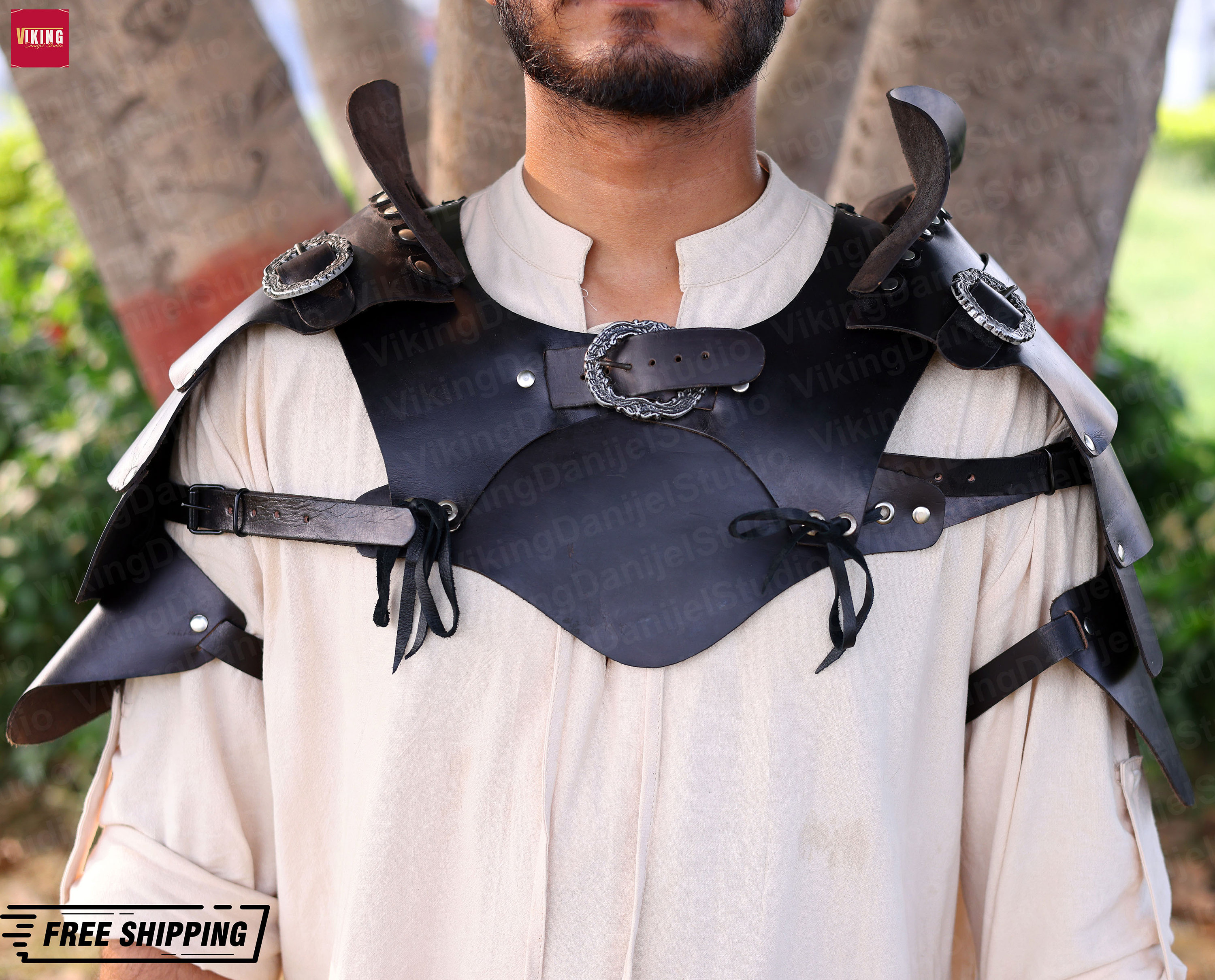 Medieval Samurai Shoulder Armor, Viking Knight Leather Armor ...