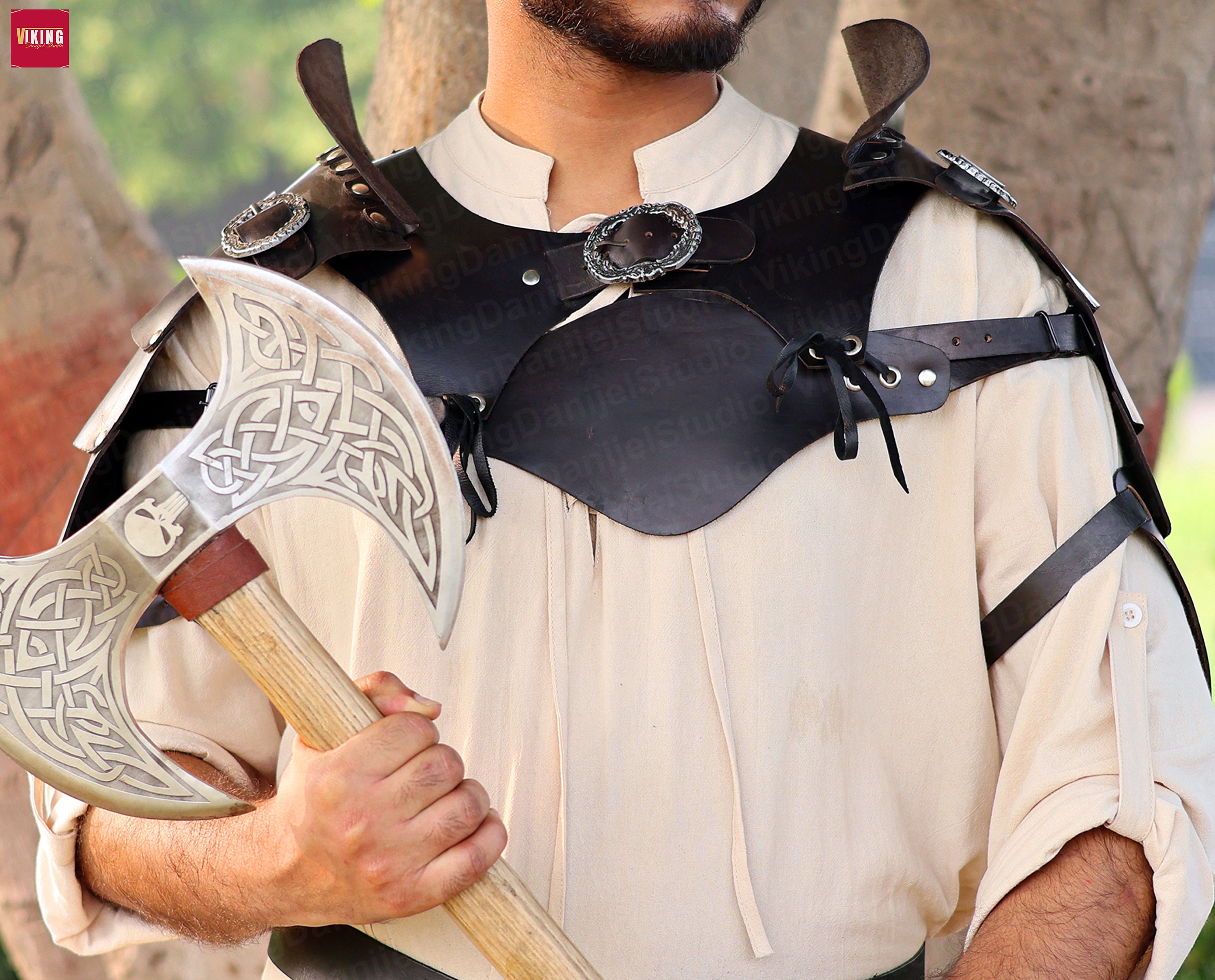Medieval Samurai Shoulder Armor, Viking Knight Leather Armor ...