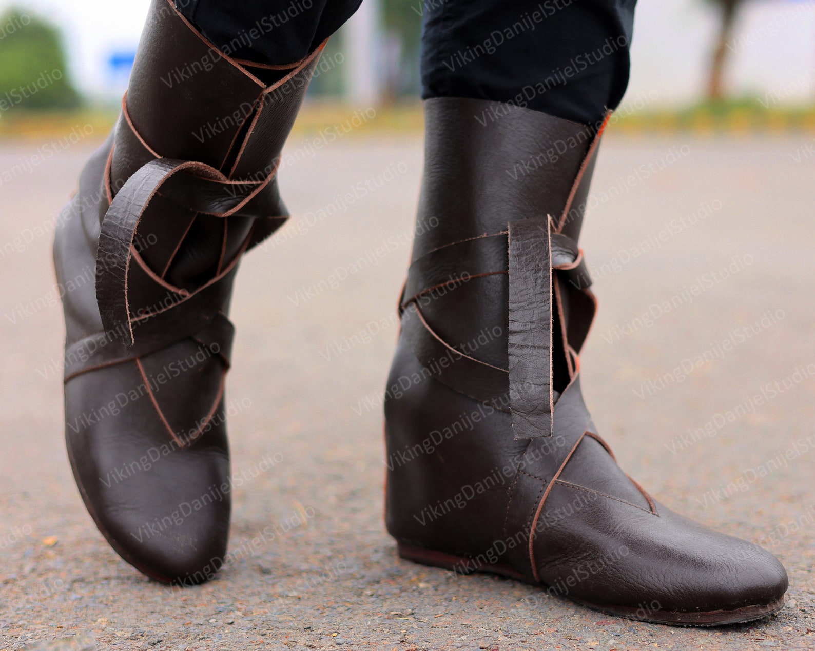 Renaissance Pirate Larp Boots, Viking Medieval PU Leather Boots, Ren ...