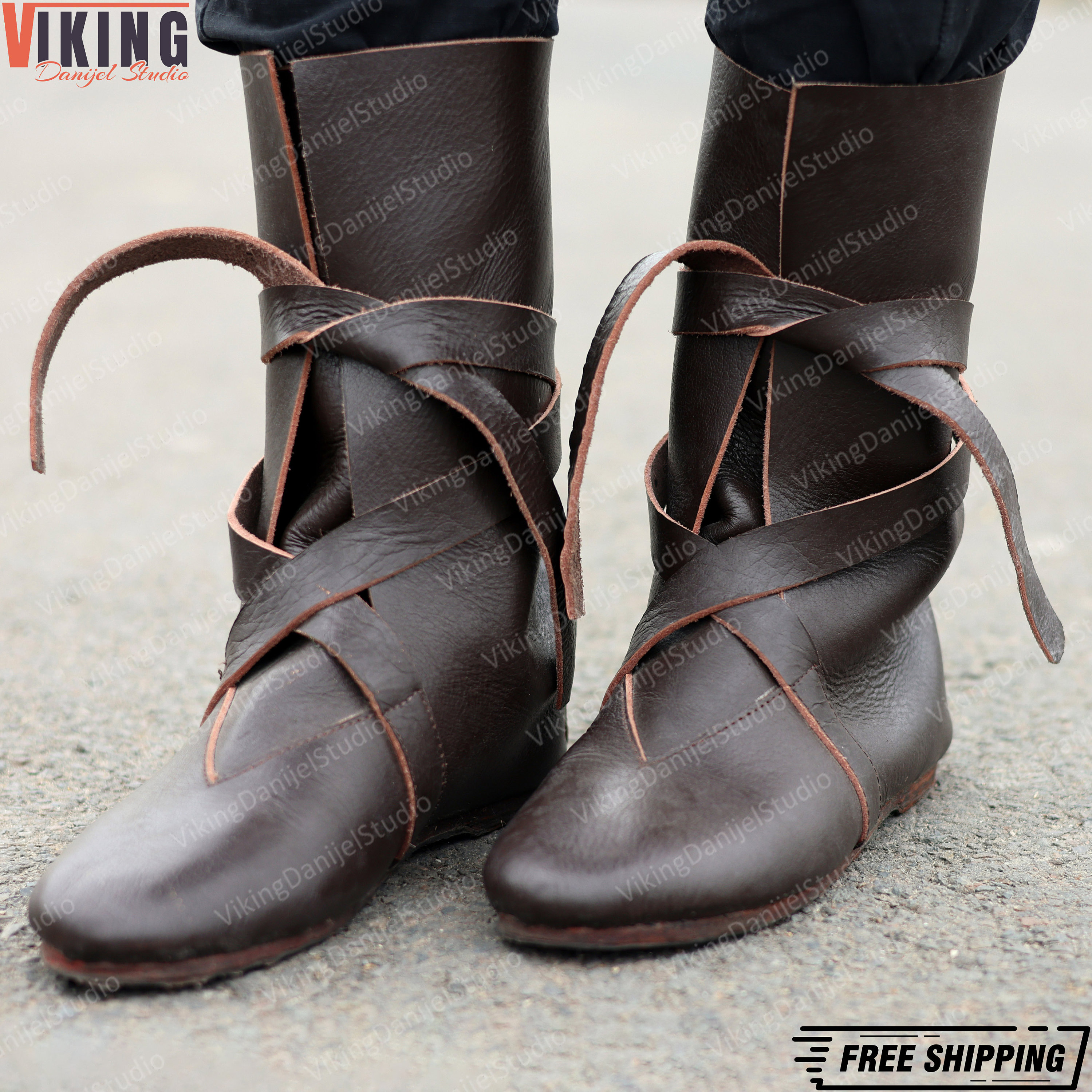 Renaissance Pirate Larp Boots, Viking Medieval PU Leather Boots, Ren ...