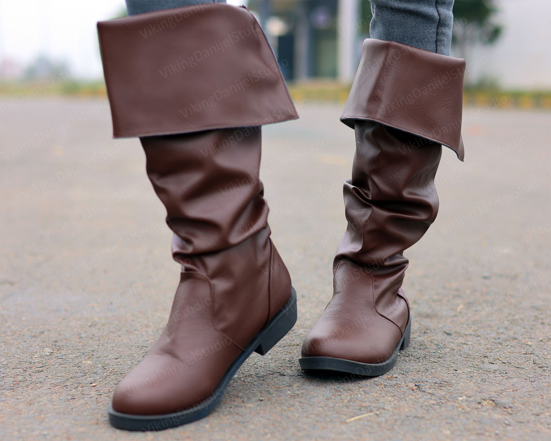 Ren Faire Medieval Larp Boots, Renaissance Steampunk PU Leather Boots ...