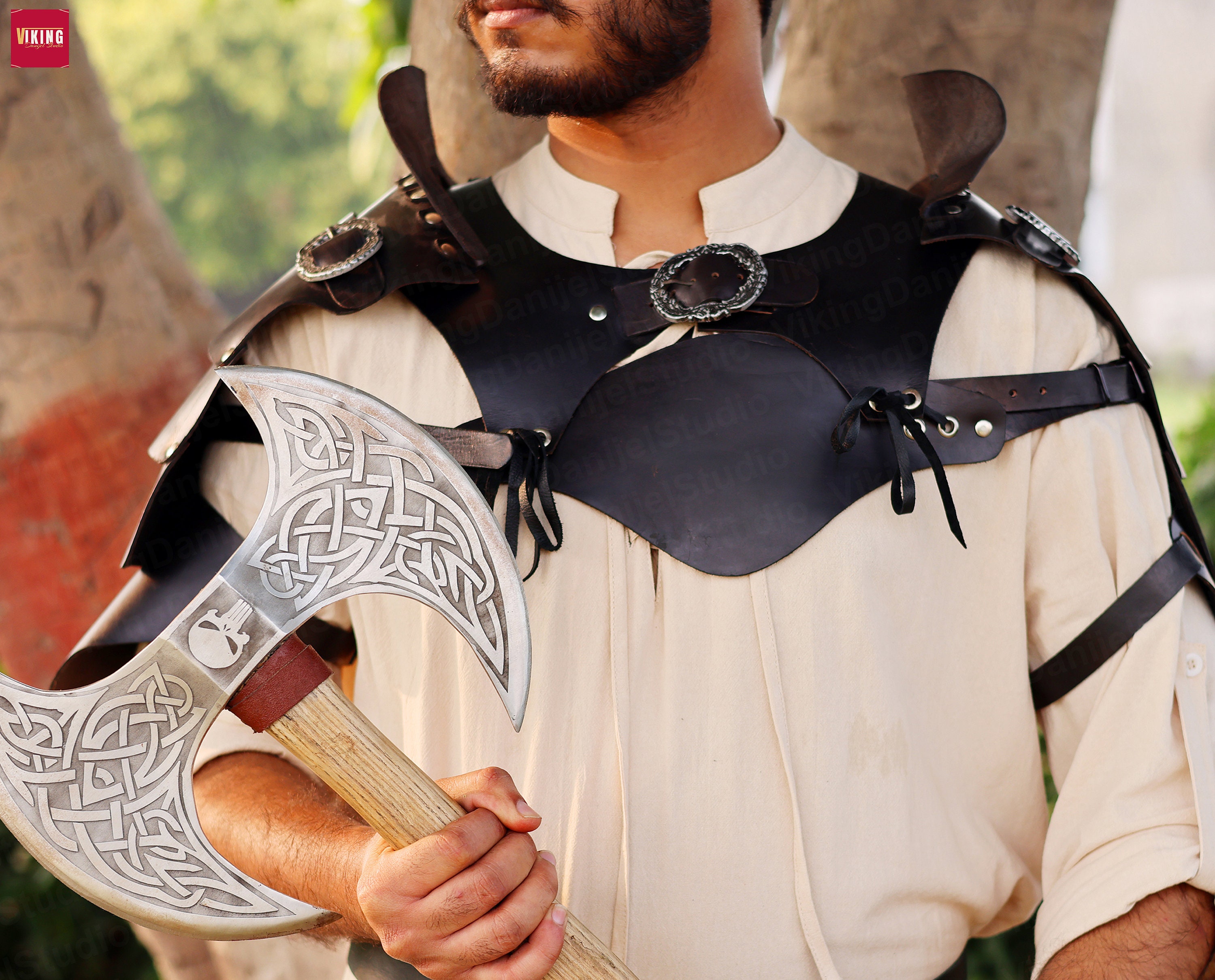 Medieval Samurai Shoulder Armor, Viking Knight Leather Armor ...