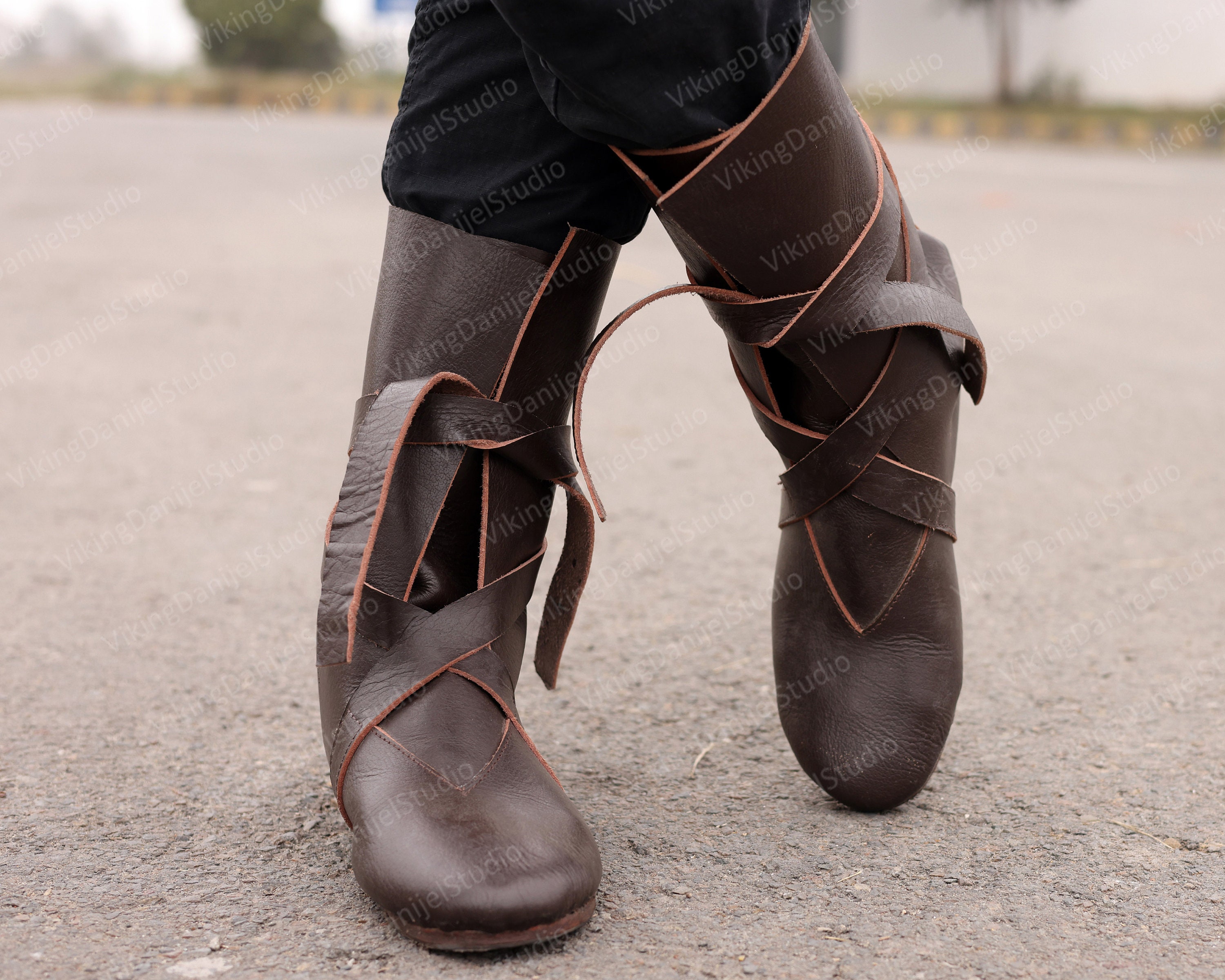 Renaissance Pirate Larp Boots, Viking Medieval PU Leather Boots, Ren ...