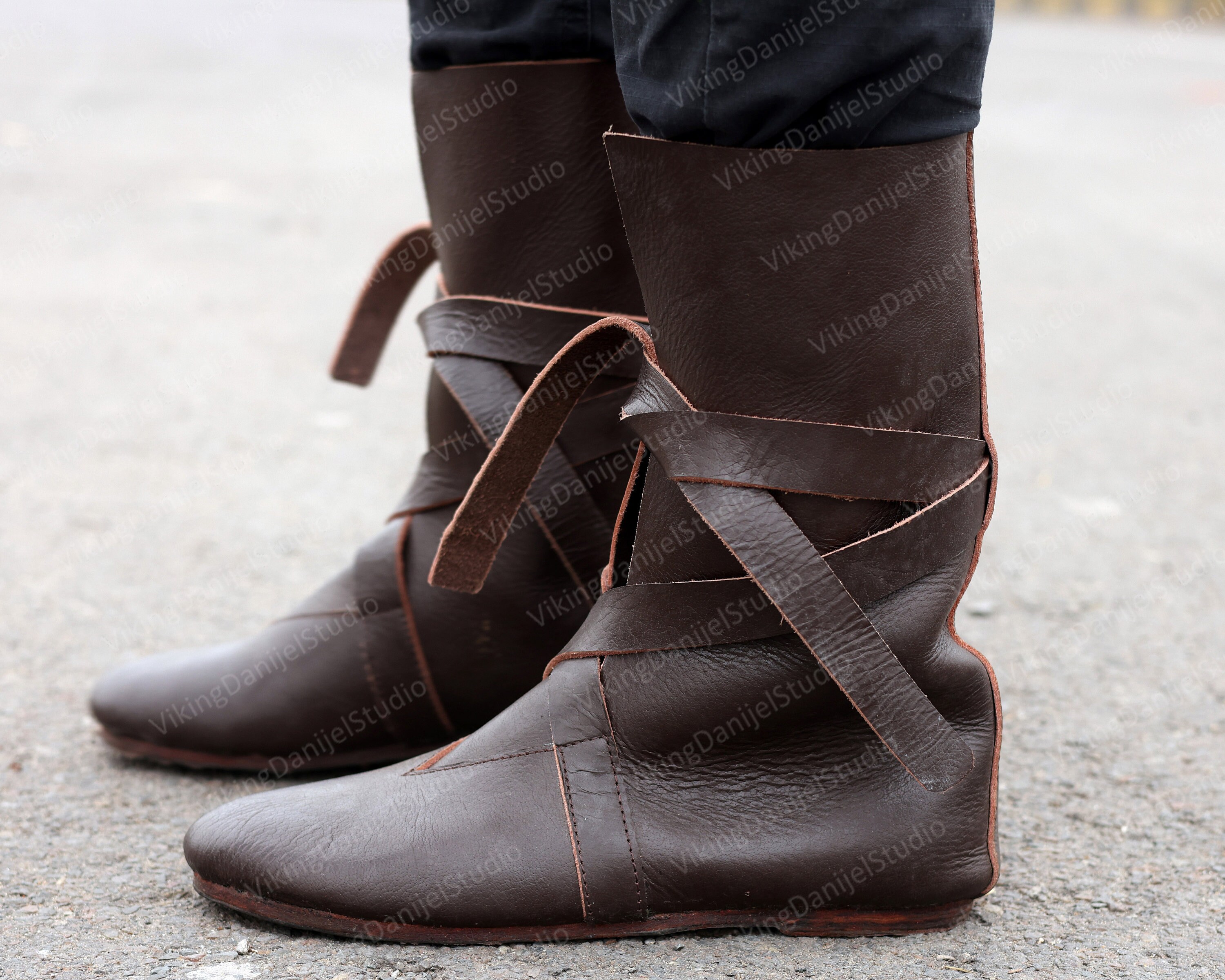 Renaissance Pirate Larp Boots, Viking Medieval PU Leather Boots, Ren ...