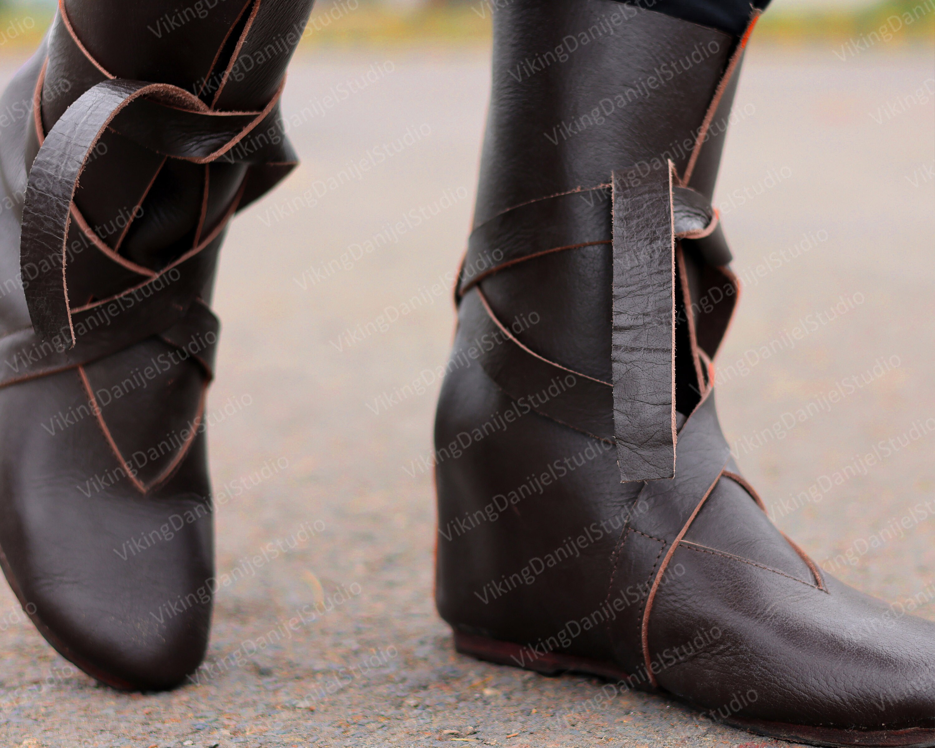 Renaissance Pirate Larp Boots, Viking Medieval PU Leather Boots, Ren ...
