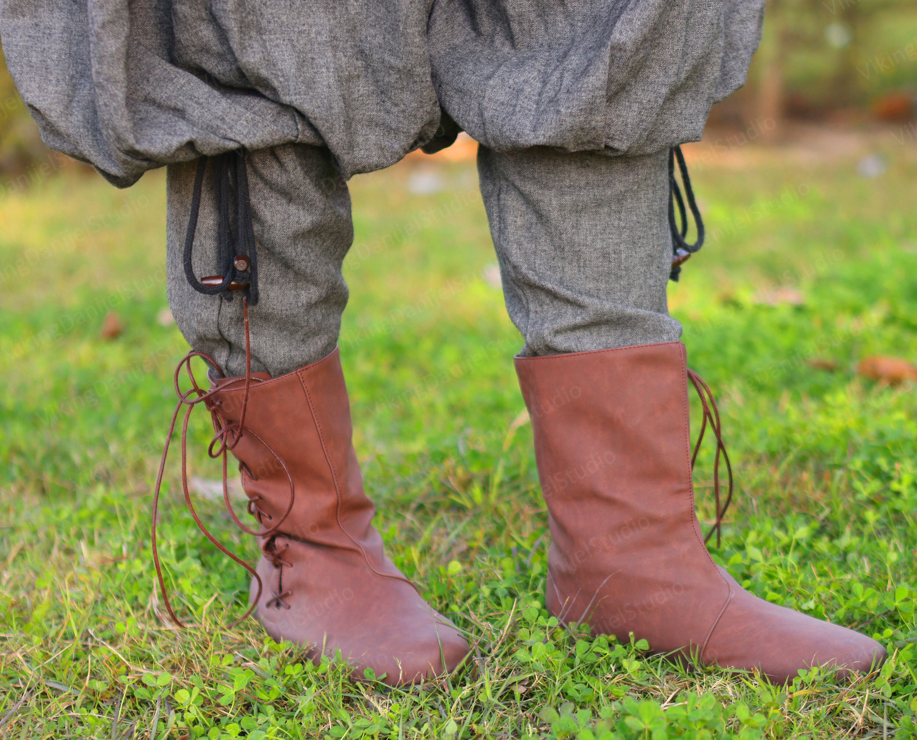 Renaissance Pirate Larp Boots, PU Leather Viking Medieval Boots, Ren ...