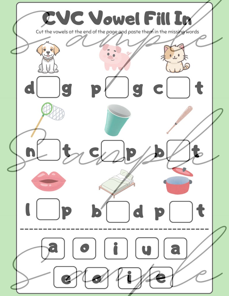 CVC Vowel Fill In - Etsy