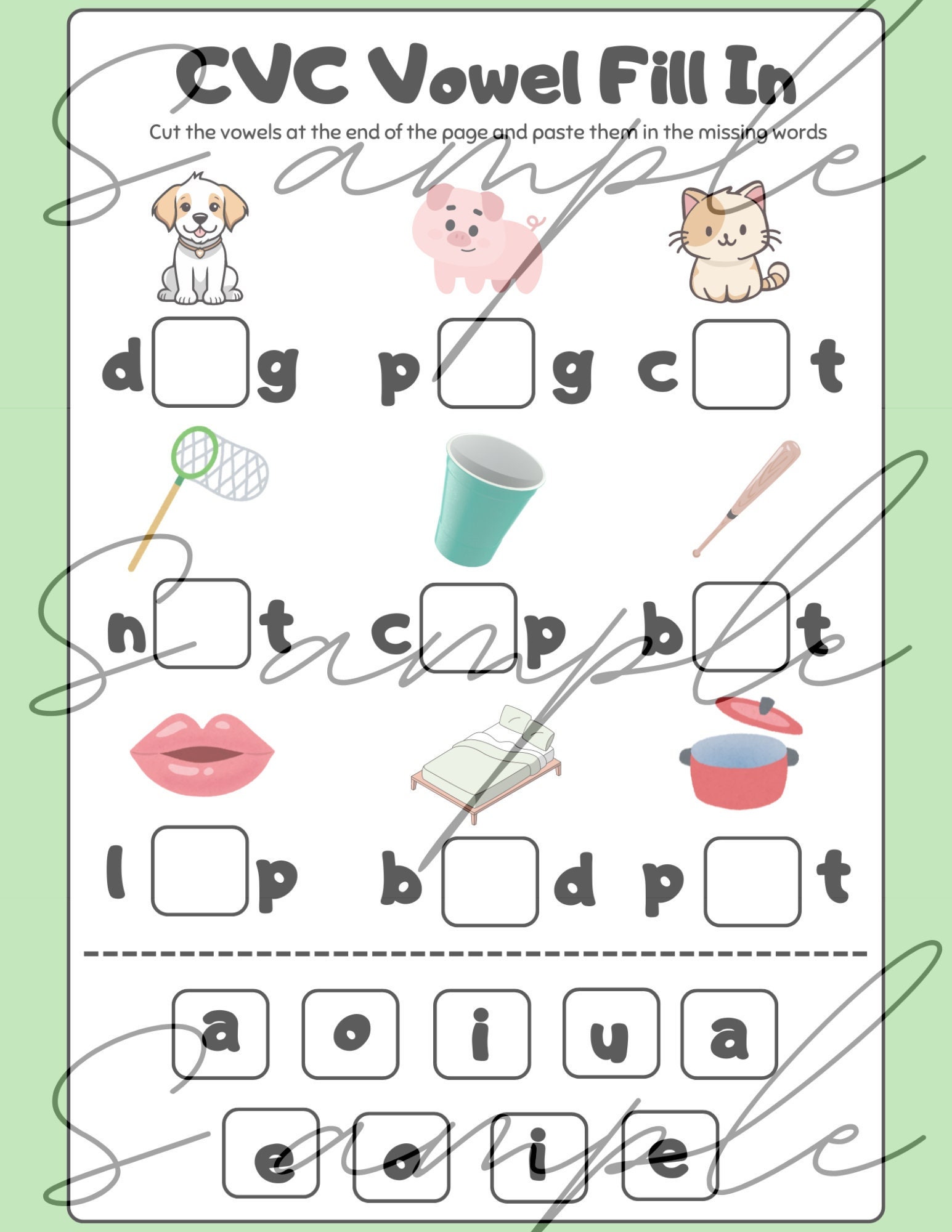 CVC Vowel Fill In - Etsy