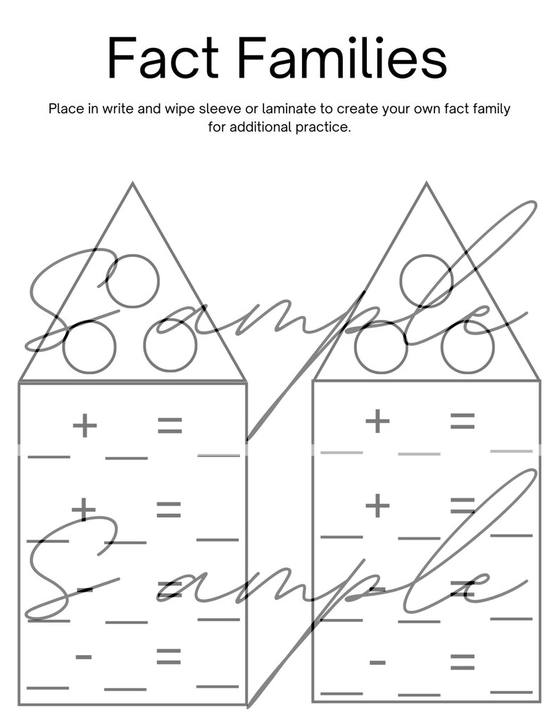 Fact Family Worksheet - Etsy