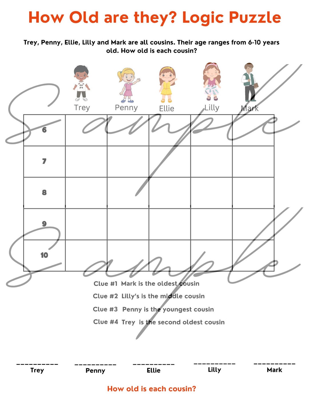 How Old Are They? Logic Puzzle - Etsy