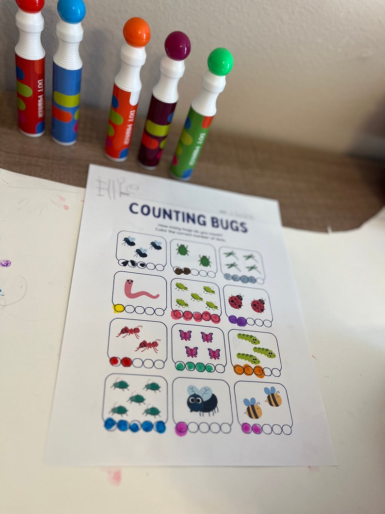 Counting Bugs Worksheet - Etsy