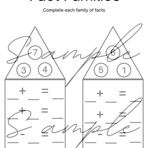 Fact Family Worksheet - Etsy