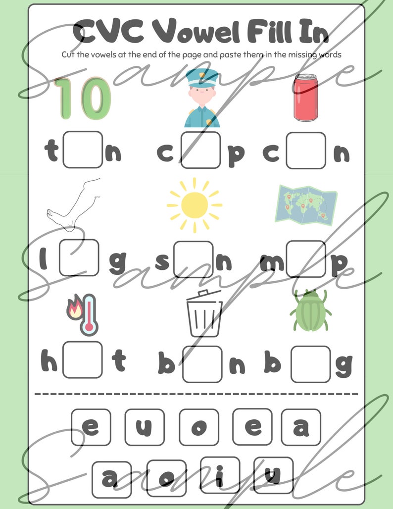 CVC Vowel Fill In - Etsy