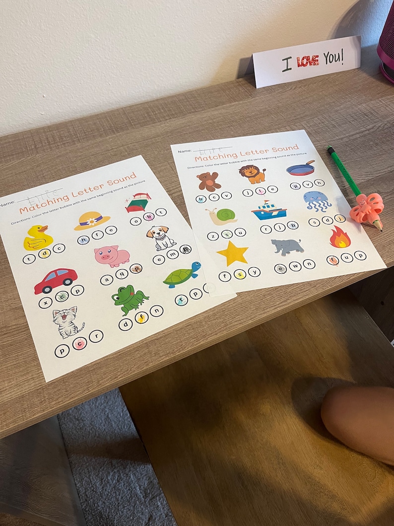 Letter Sounds Matching Worksheet - Etsy