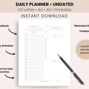 Daily Planner Printable | Printable Daily Planner | One Page A Day ...
