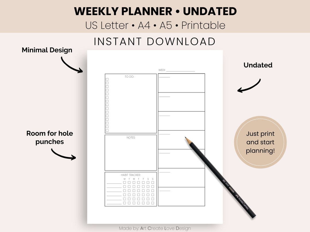 Weekly Planner Printable | Printable Weekly Planner | One Page A Week ...