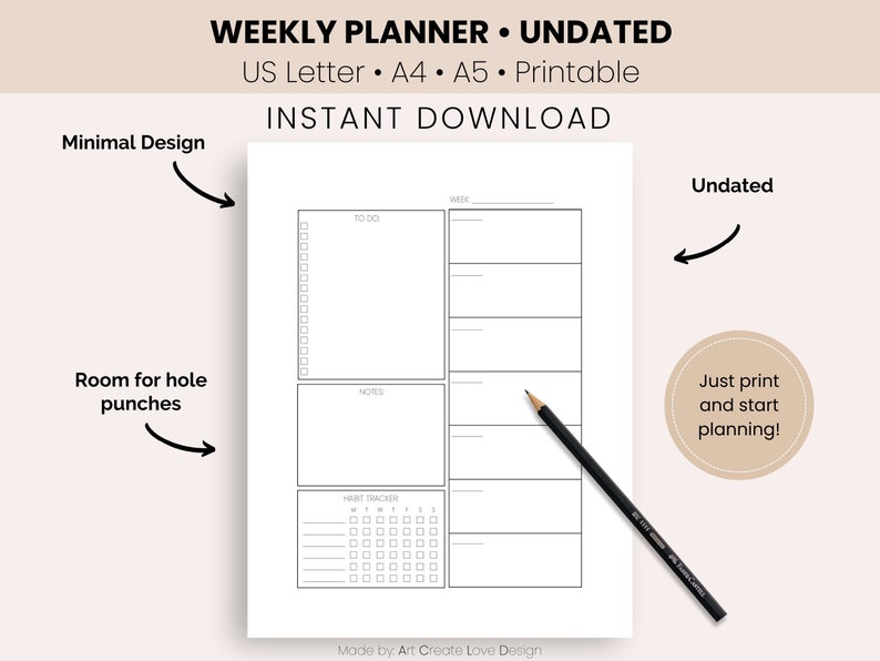 Weekly Planner Printable Printable Weekly Planner One Page A Week ...