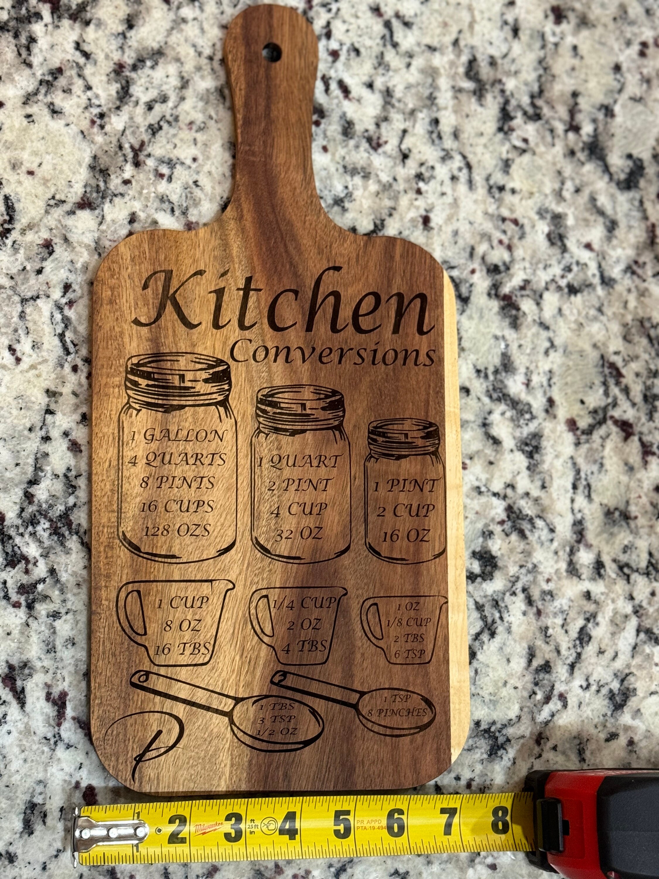 Kitchen Conversion Chart Engraved Serving Board, Fully Customized ...