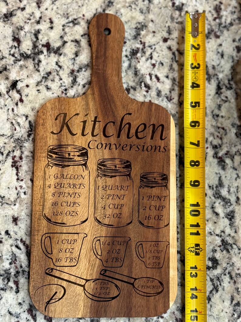 Kitchen Conversion Chart Engraved Serving Board, Fully Customized ...