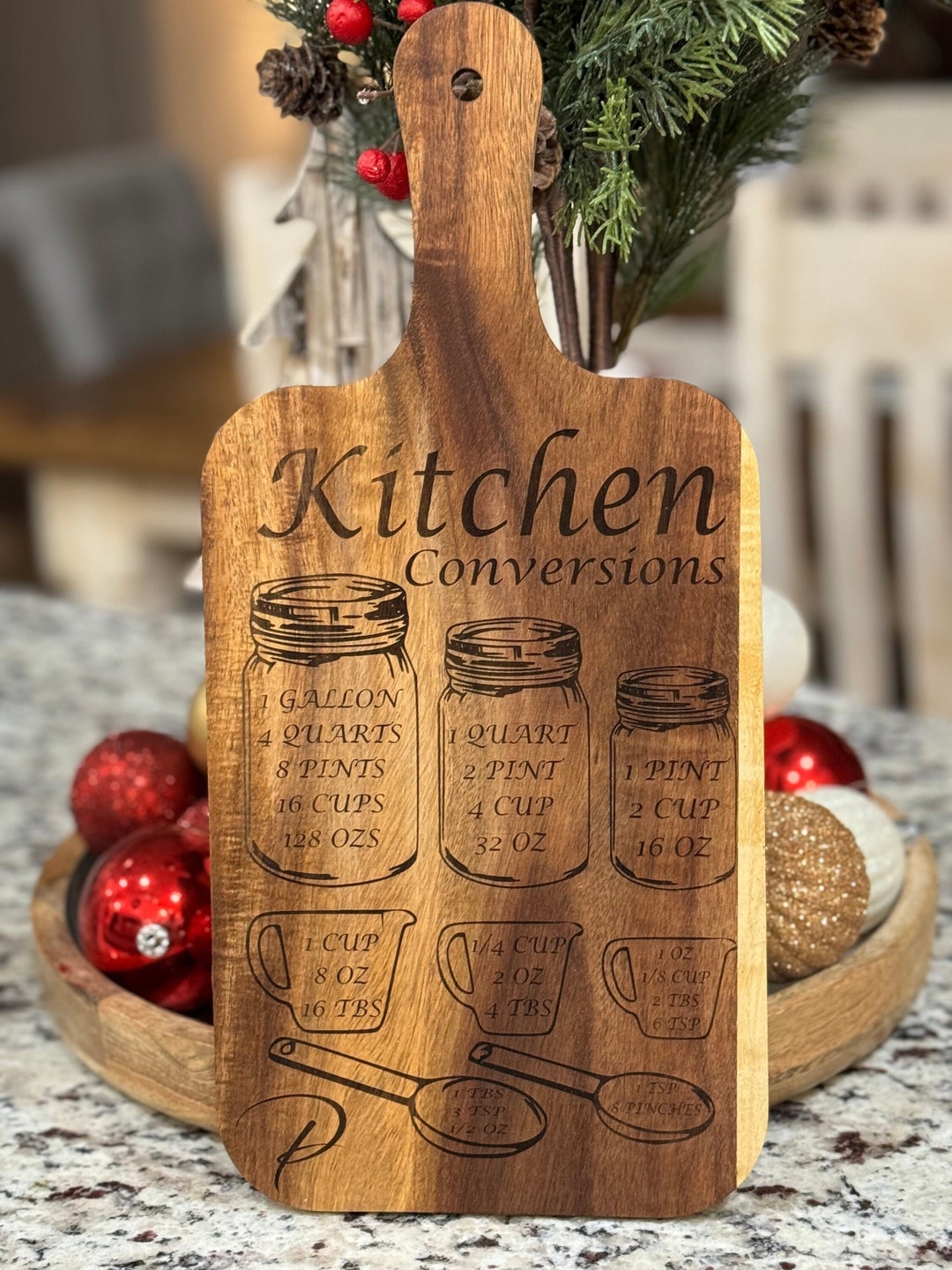 Kitchen Conversion Chart Engraved Serving Board, Fully Customized ...