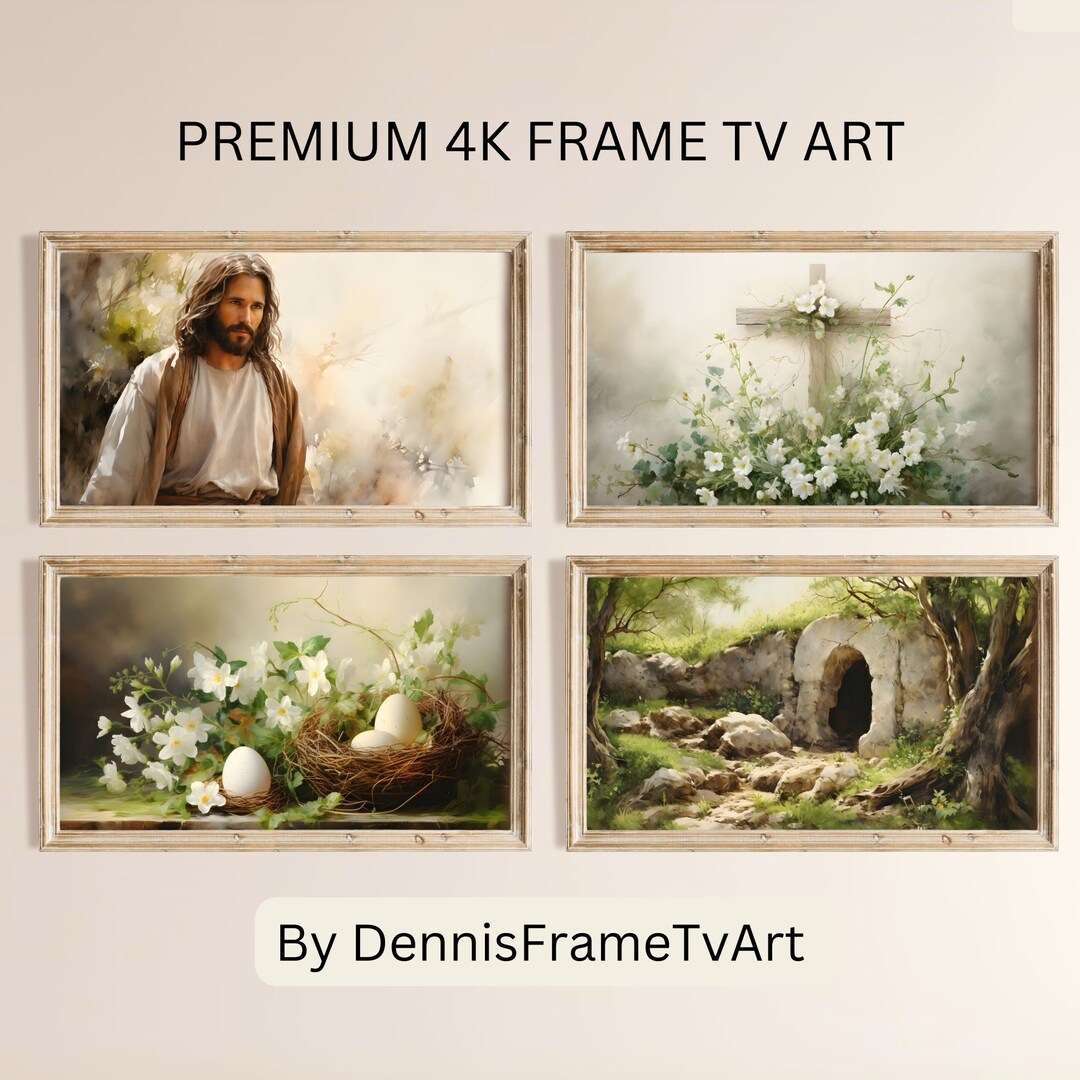 Religious Frame TV Art Easter Set of Four Pictures, Resurrection Frame ...