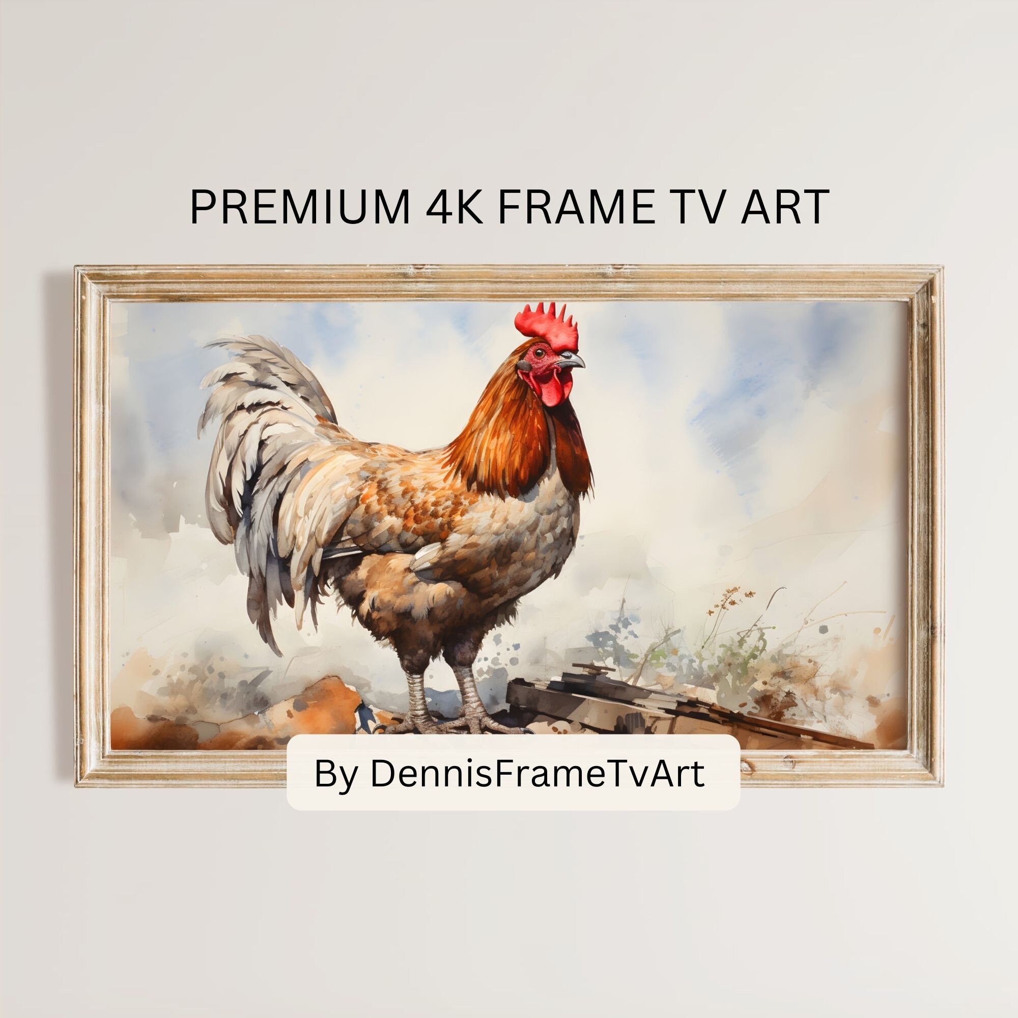 Rooster Frame Tv Art Instant Download, Country Inspired Earthly Tones ...