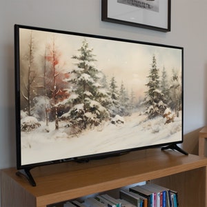 Frame TV Art Winter Evergreen Snowy Forest Digital Download, Snow Art ...