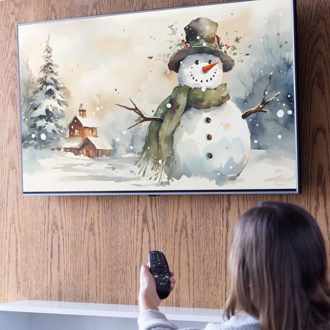 Snowman TV Art Screen Saver Holidays Instant Download, Cute Watercolor ...